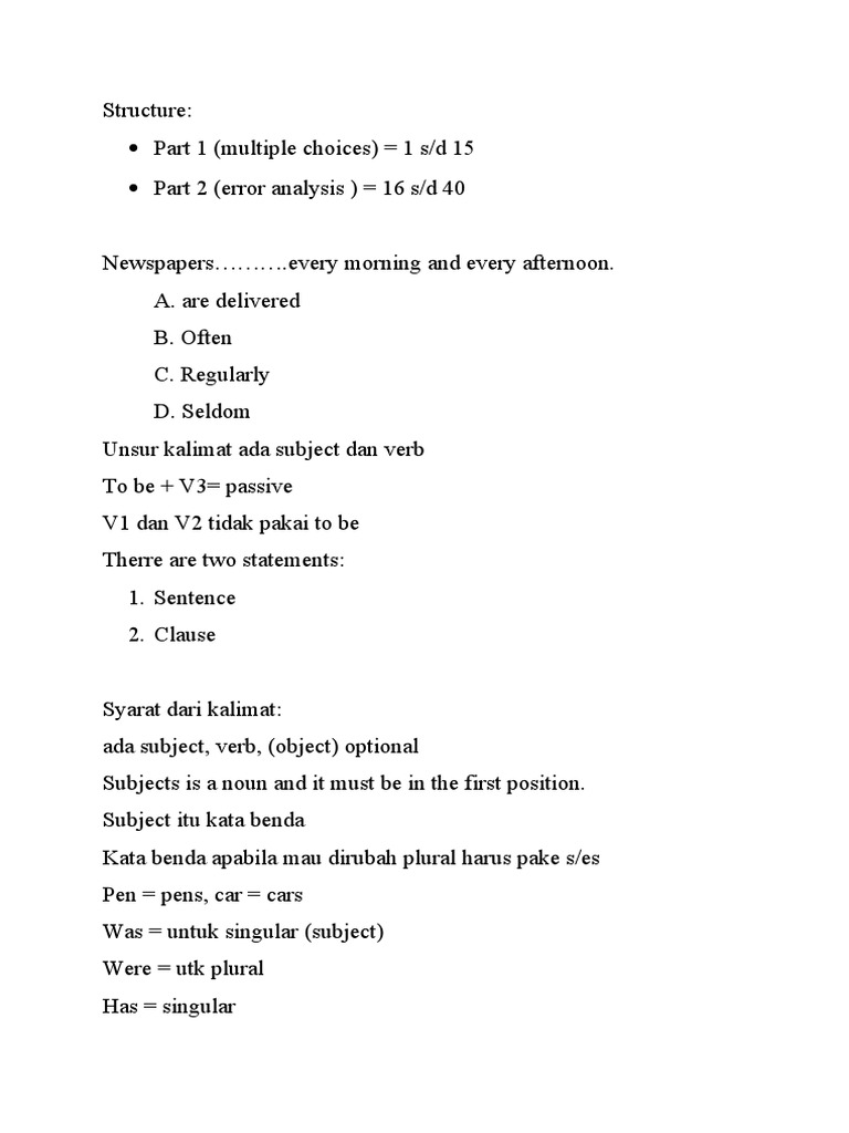 Materi Structure | PDF | Verb | Adverb