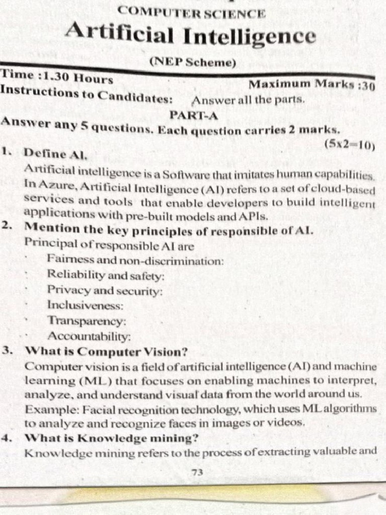 AI MODEL PAPER (1) Bcu | PDF