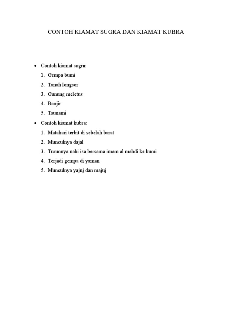 Contoh Kiamat Sugra Dan Kiamat Kubra | PDF