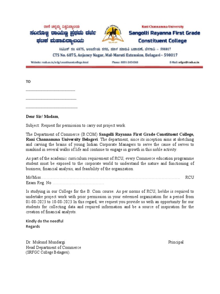 Project Permission Letter New | PDF