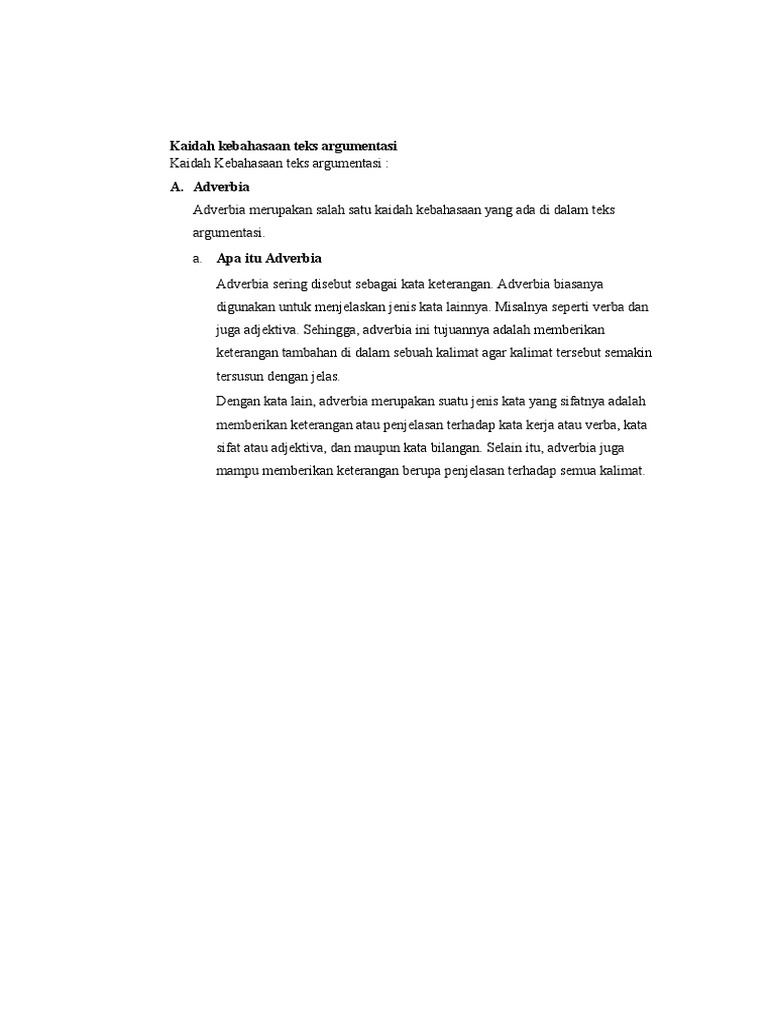 Kaidah Kebahasaan Teks Argumentasi | PDF