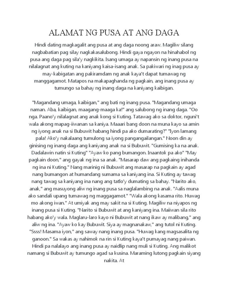 Alamat NG Pusa at Ang Daga | PDF