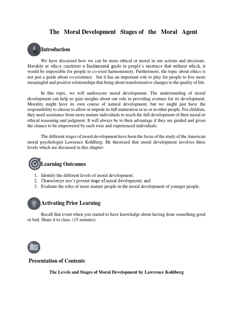 9 The Moral Development Stages of The Moral Agent | PDF | Morality ...