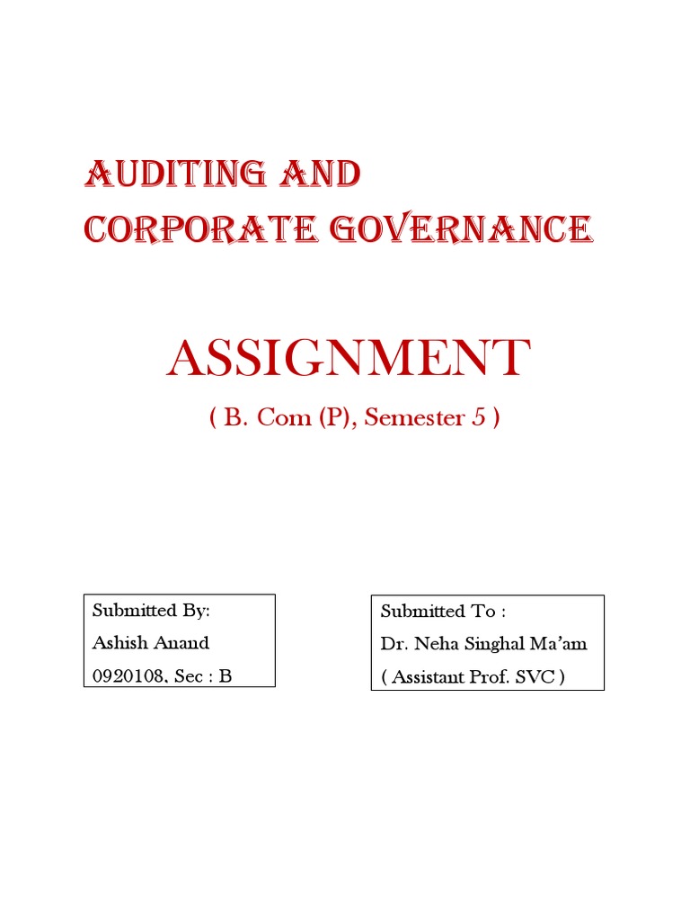 Audit Assignment | PDF | Audit | Corporate Governance