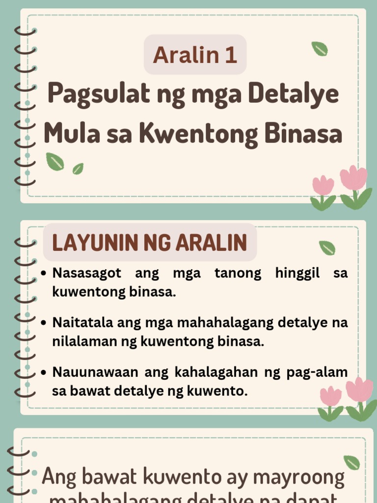 Aralin 1 Pagsulat NG Mga Detalye | PDF