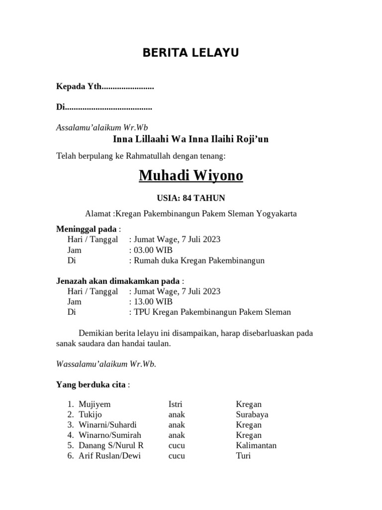 contoh berita lelayu | PDF