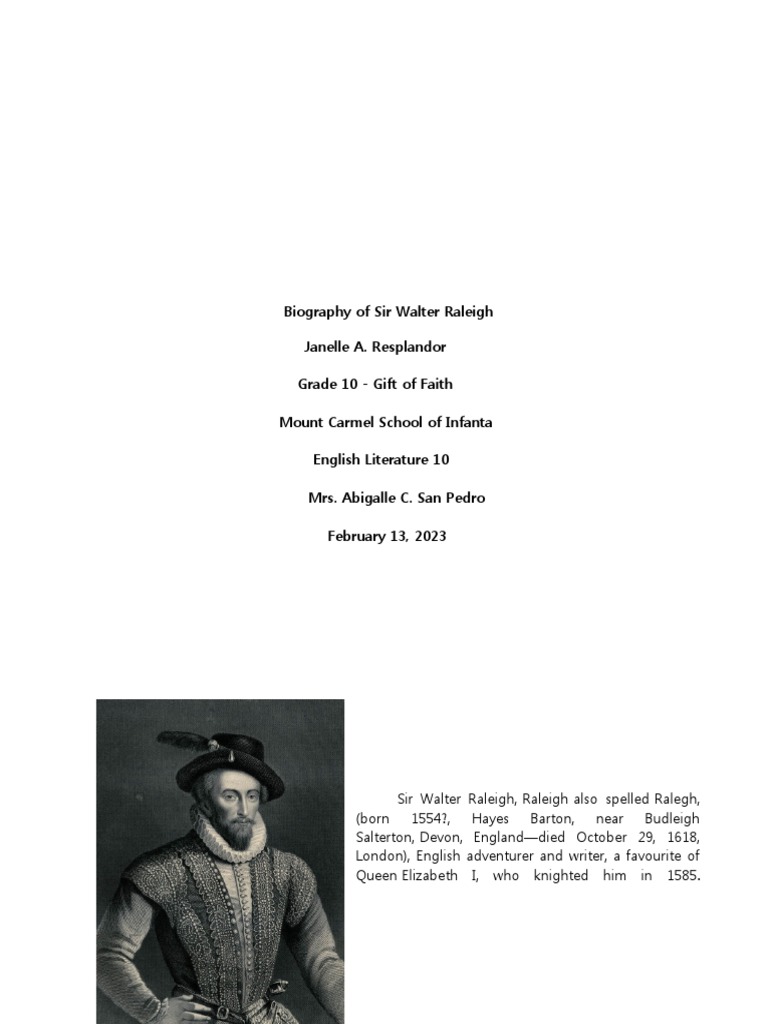 Biography of Sir Walter Raleigh. Janelle | PDF