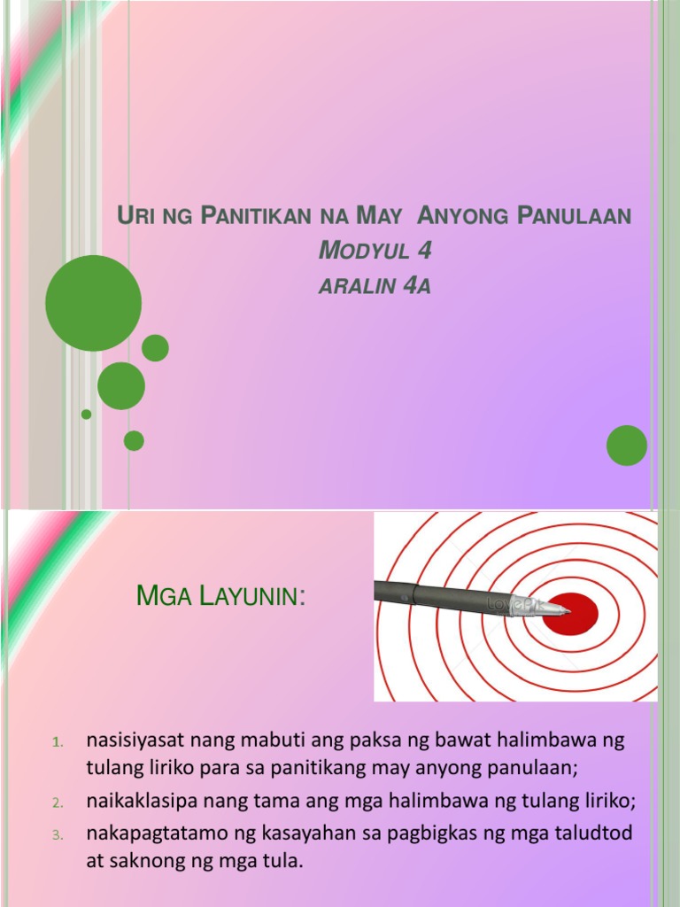 Aralin 4a-Uri NG Panitikan Na Nasa Anyong Panulaan | PDF