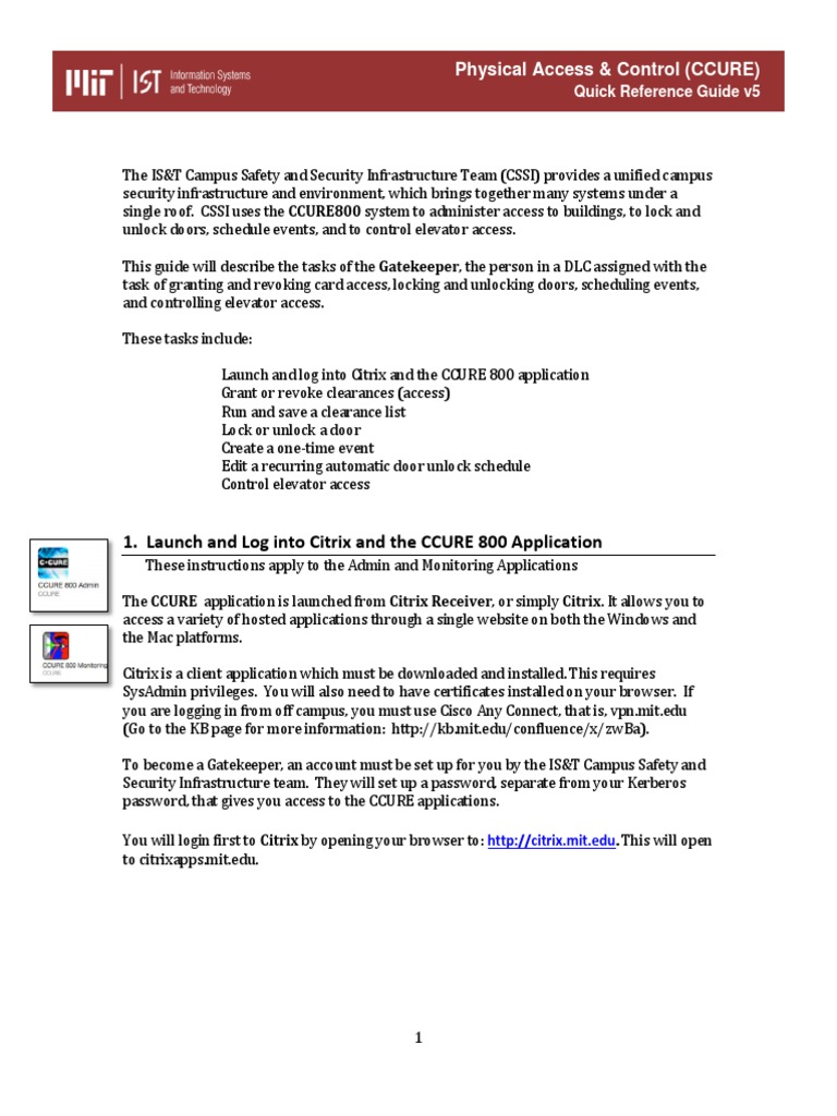 CCURE Access Control Guide | PDF