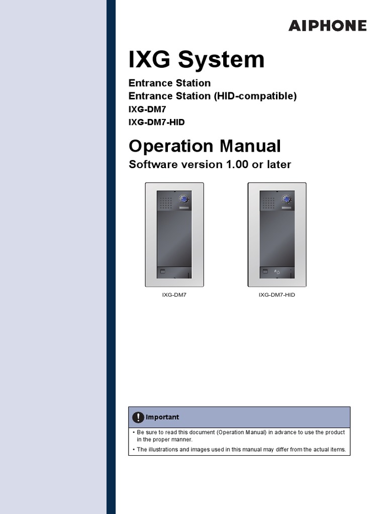 IXG System Entrance Station IXG-DM7-HID Operation Manual - Ver.1.00 EN ...