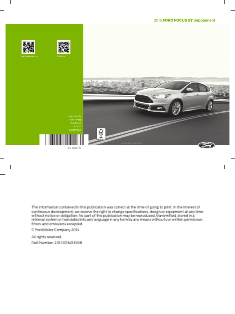 2015 Focus ST Supplement Version 1 - ST - EN US - 11 - 2014 | PDF