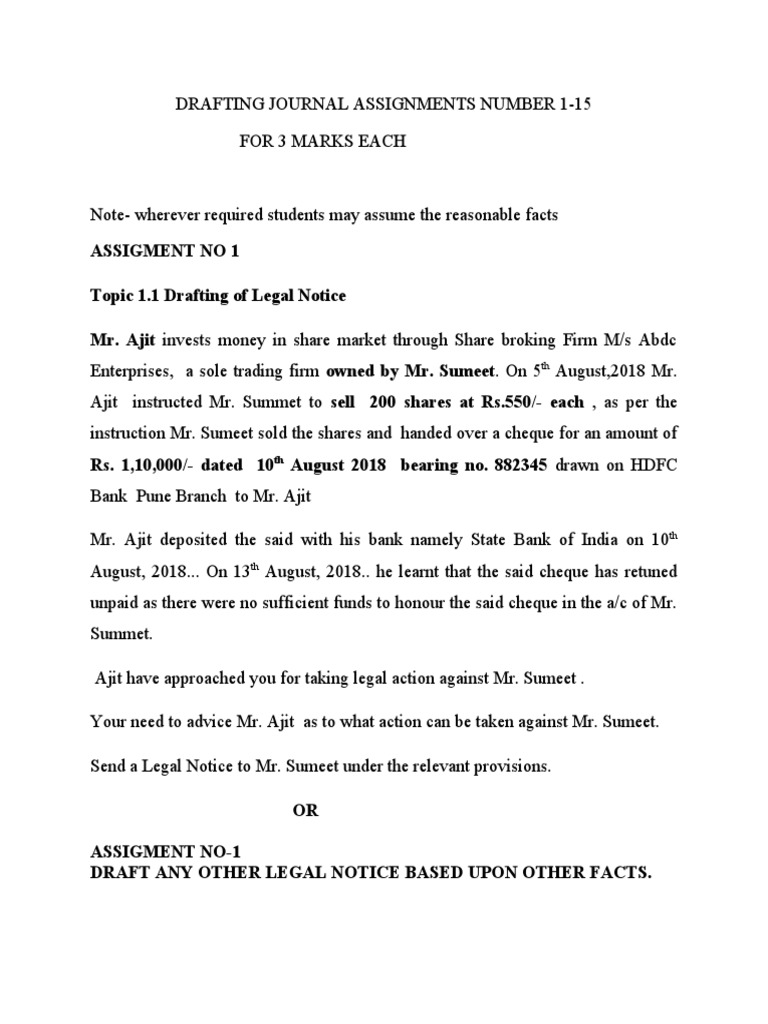 Legal Drafting Assignments Overview | PDF | Social Science | Law