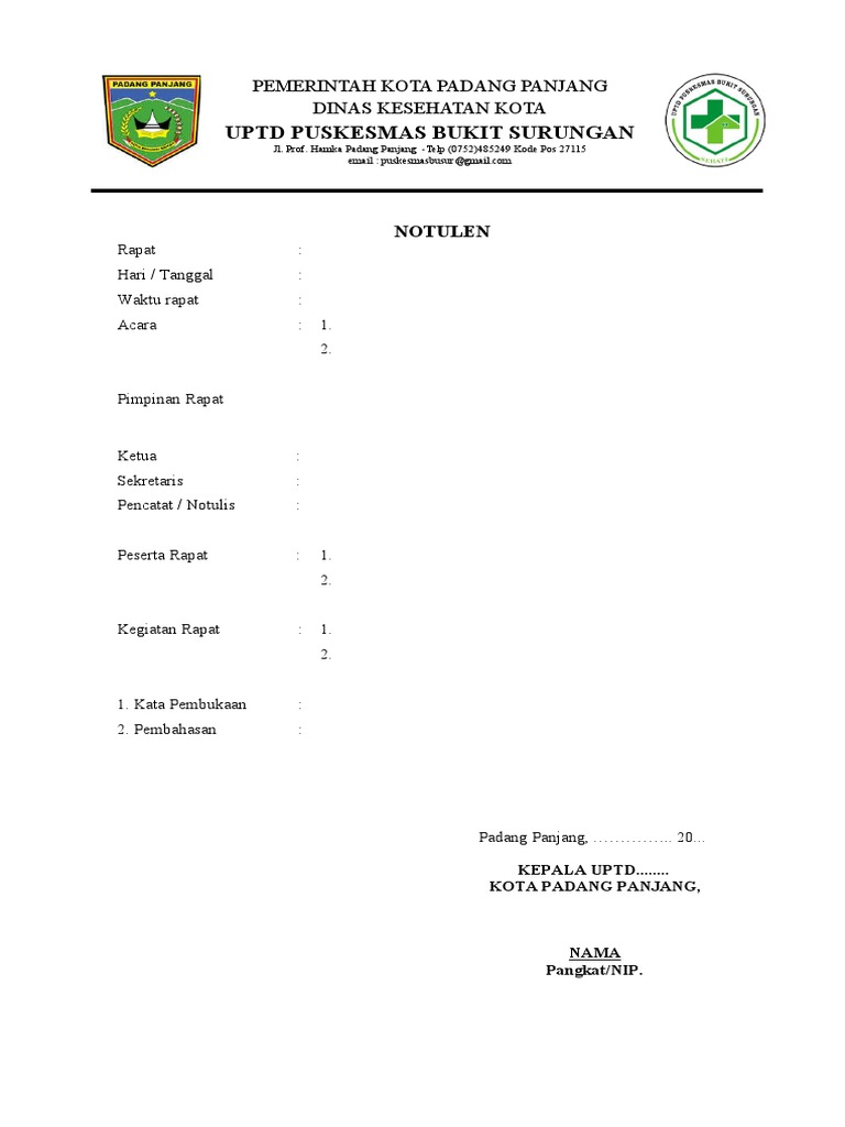 Notulen Rapat Puskesmas Bukit Surungan | PDF