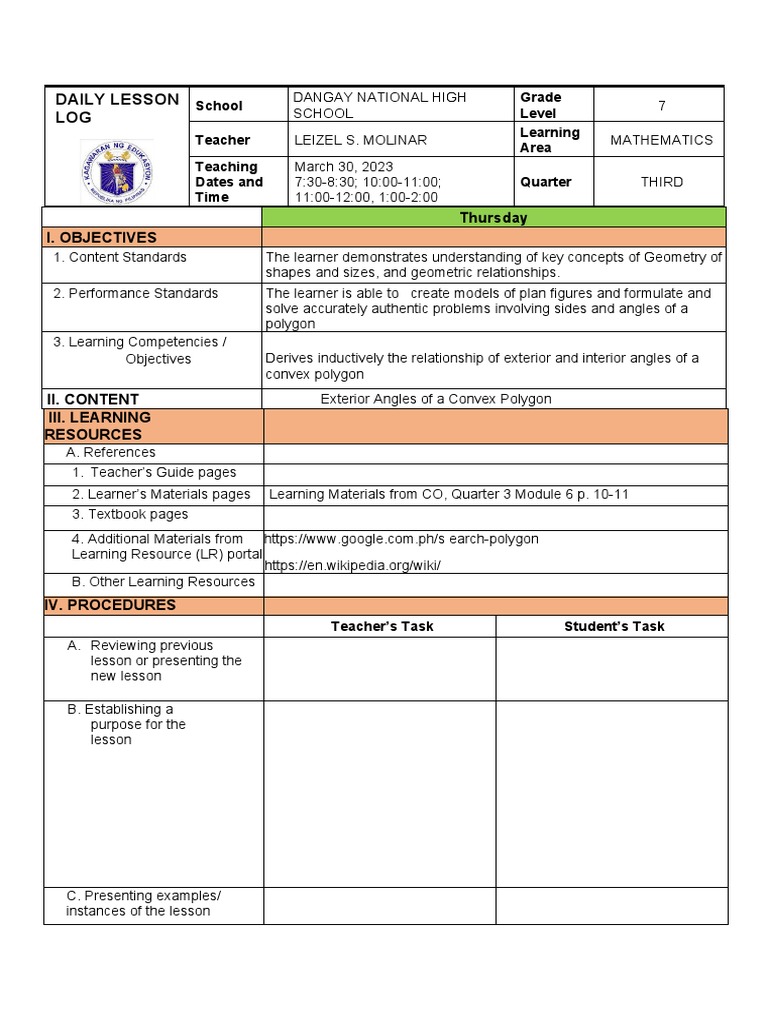 DLL Template | Download Free PDF | Learning | Teachers