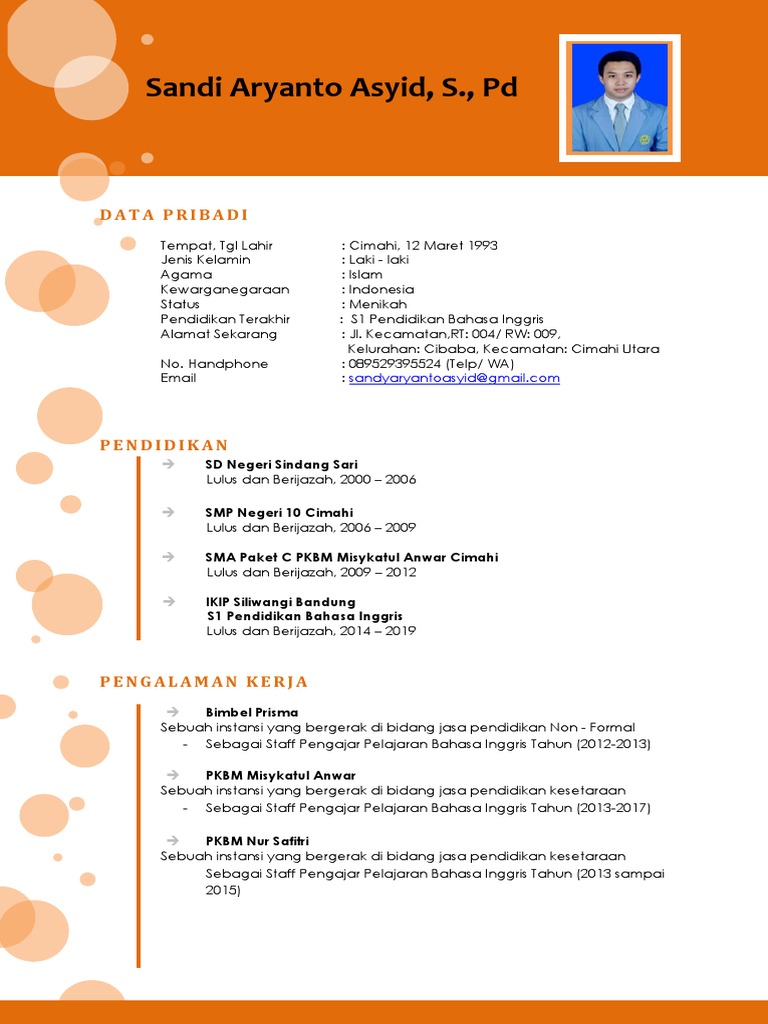 CV Sandi Aryanto Asyid | PDF