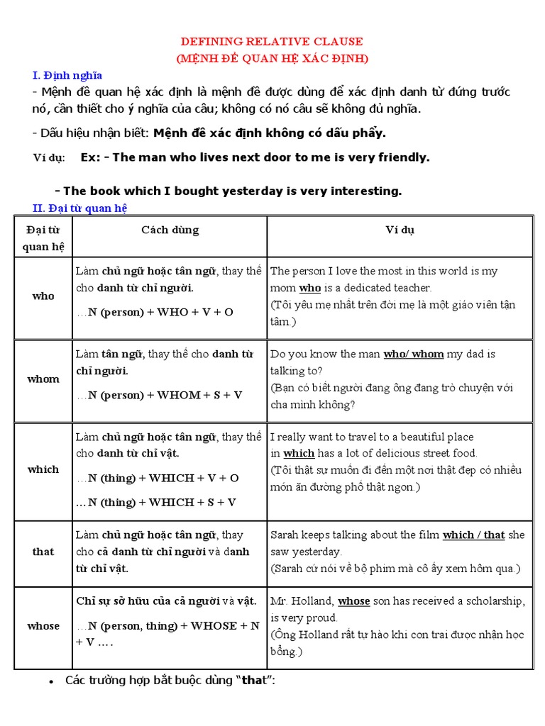 Defining Relative Clause | PDF