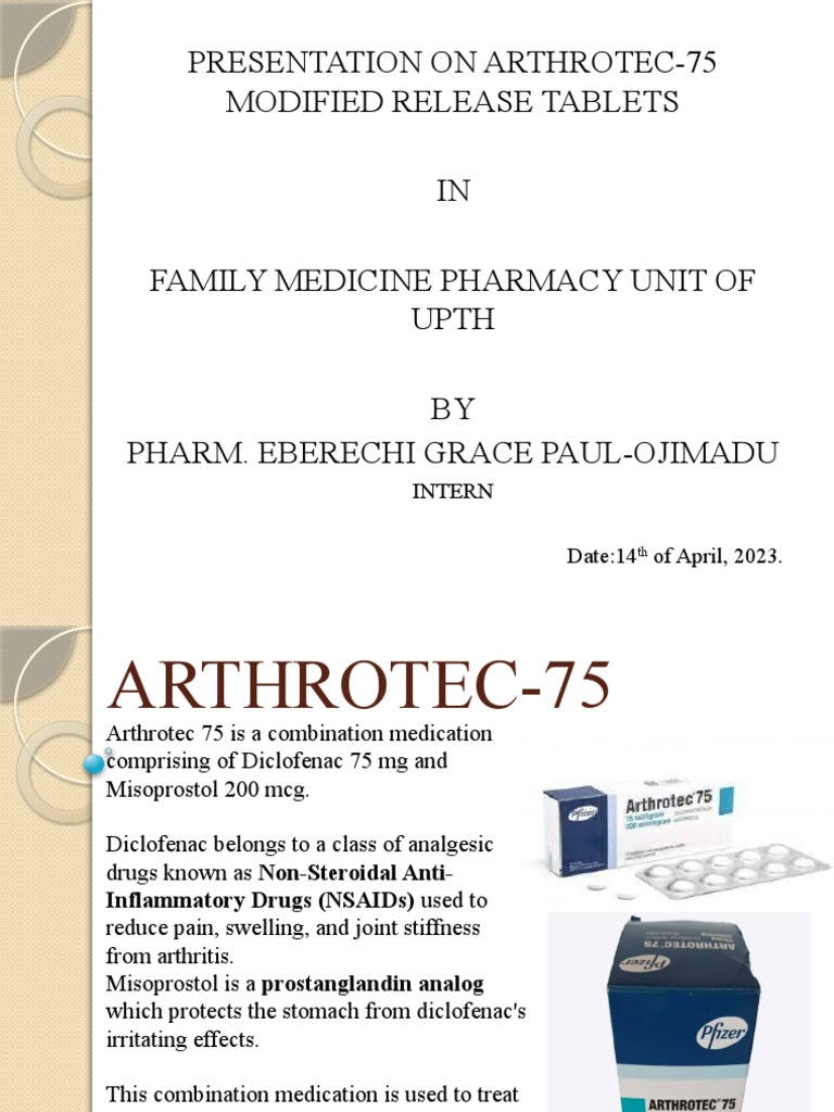 Presentation On Arthrotec-75 Modified Release Tablet | PDF