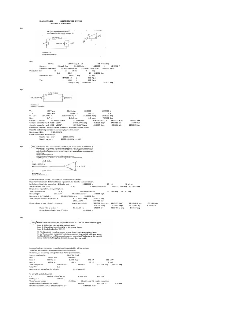 Power Systems Tutorial 1 | PDF