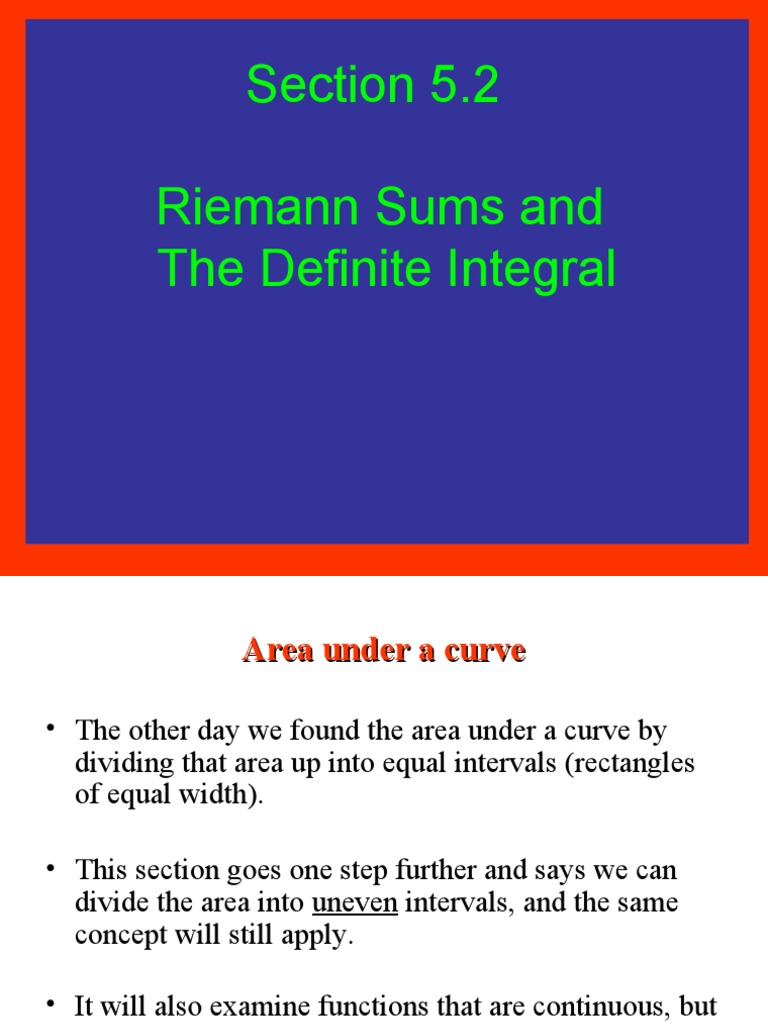 Riemann Sums and Definite Integrals | PDF | Integral | Mathematical ...
