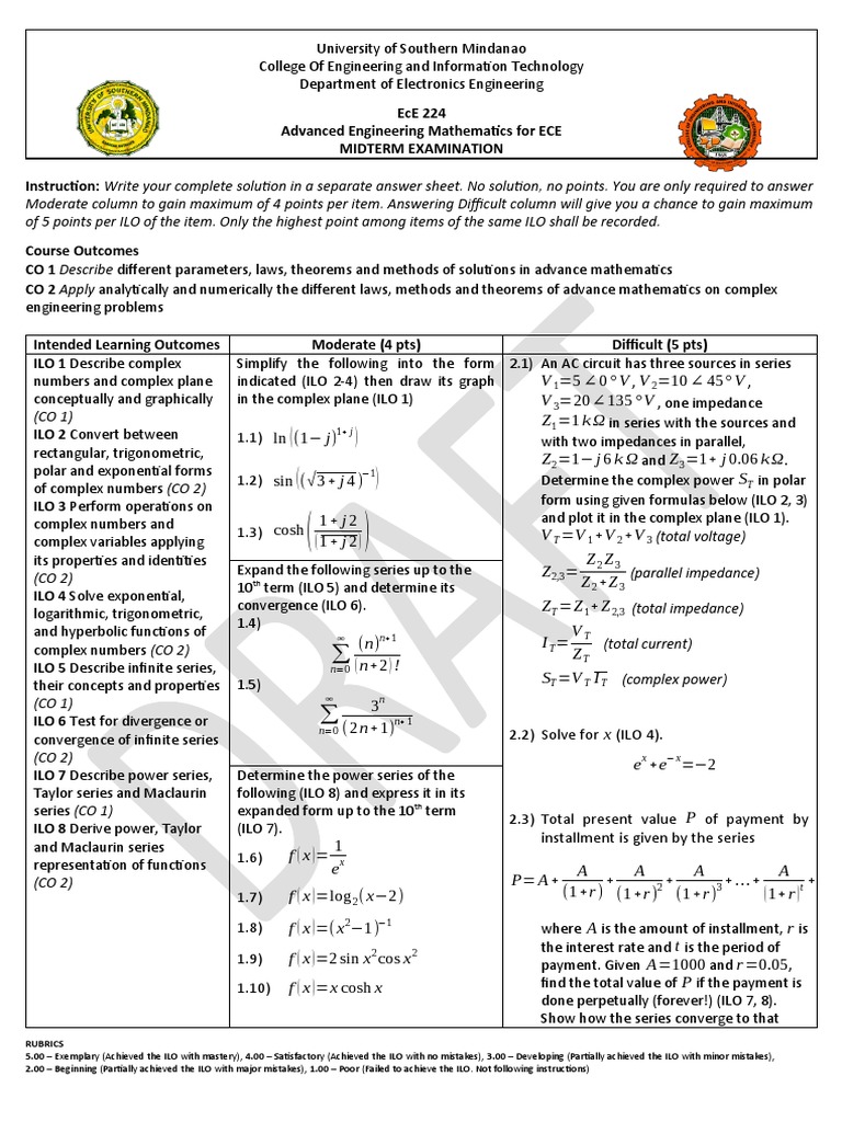 EcE 224 Midterm Exam | PDF | Complex Number | Mathematical Analysis