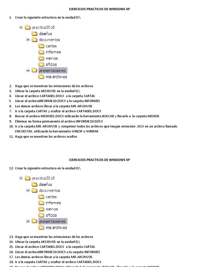 Ejercicios Practicos de Windows XP | PDF