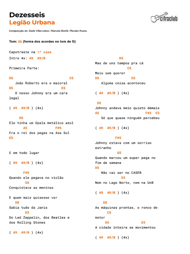 Dezesseis - Legião Urbana | PDF