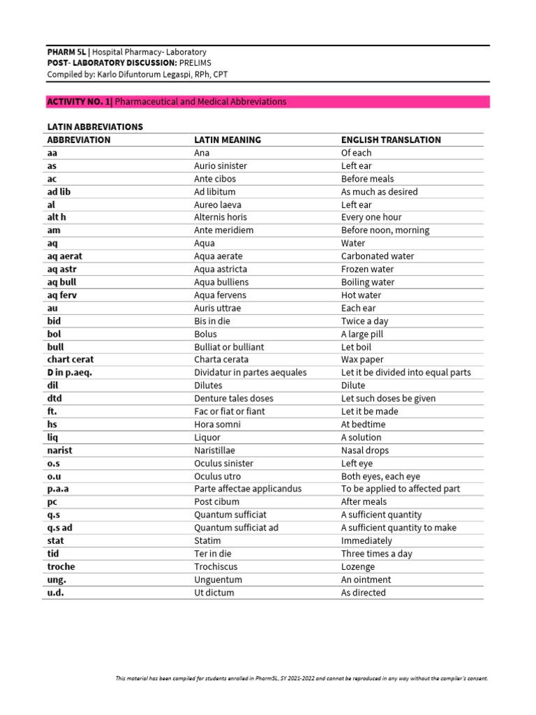 Hospital Pharmacy Lab | PDF | Lung | High Density Lipoprotein