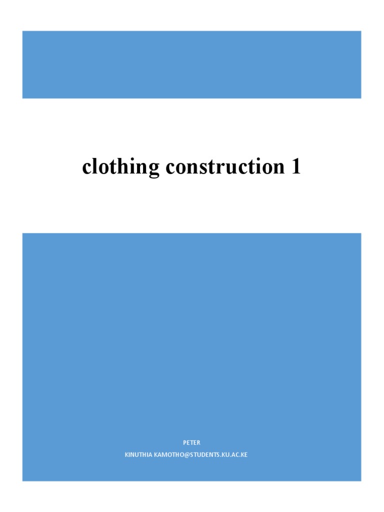 Introduction To Clothing Construction | PDF