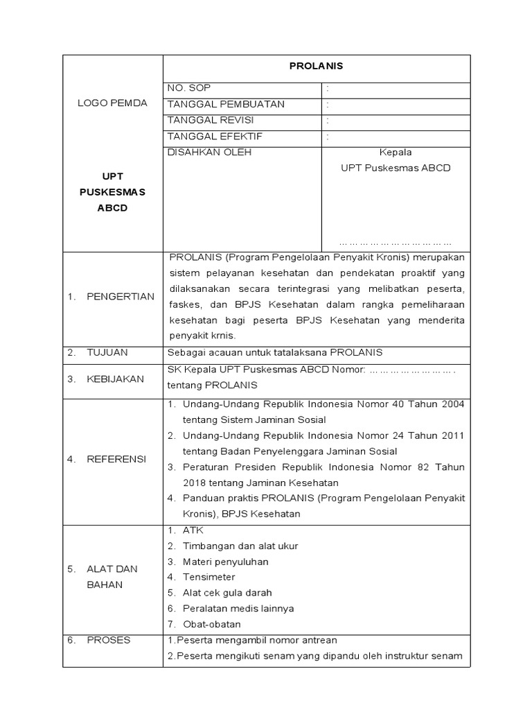 Sop Prolanis | PDF