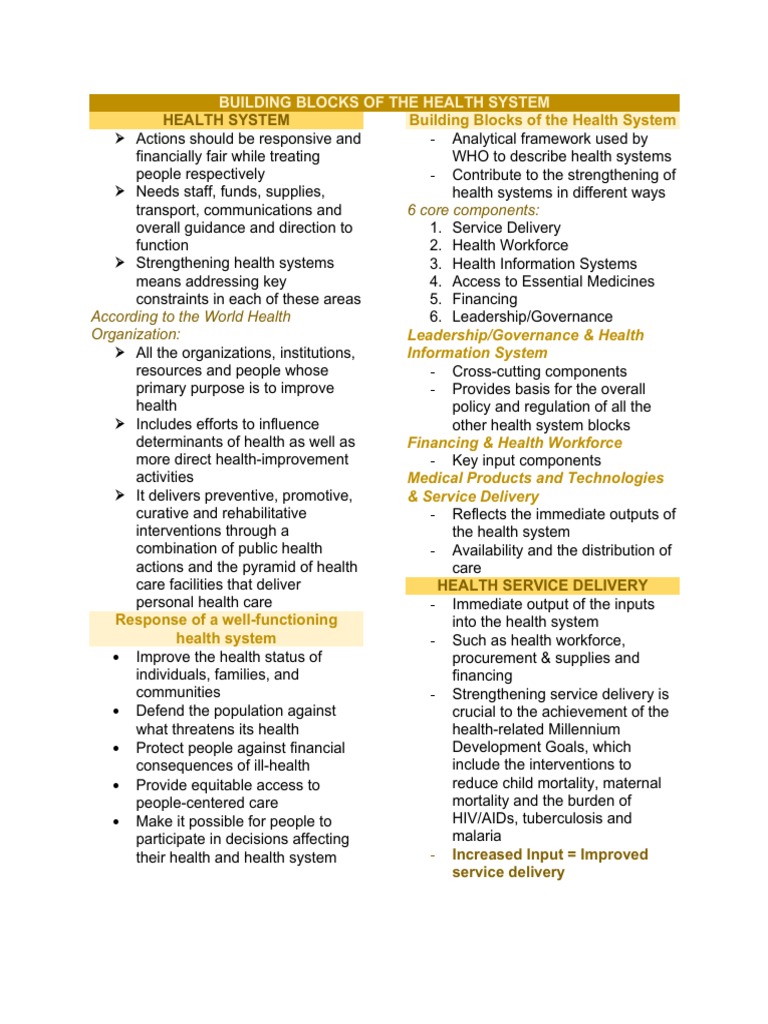 Building Blocks of The Health System | PDF