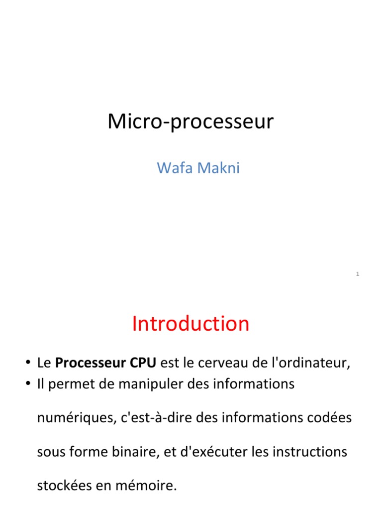 Cours Micro Pro - Wafa | PDF | Langage de programmation | Assembleur