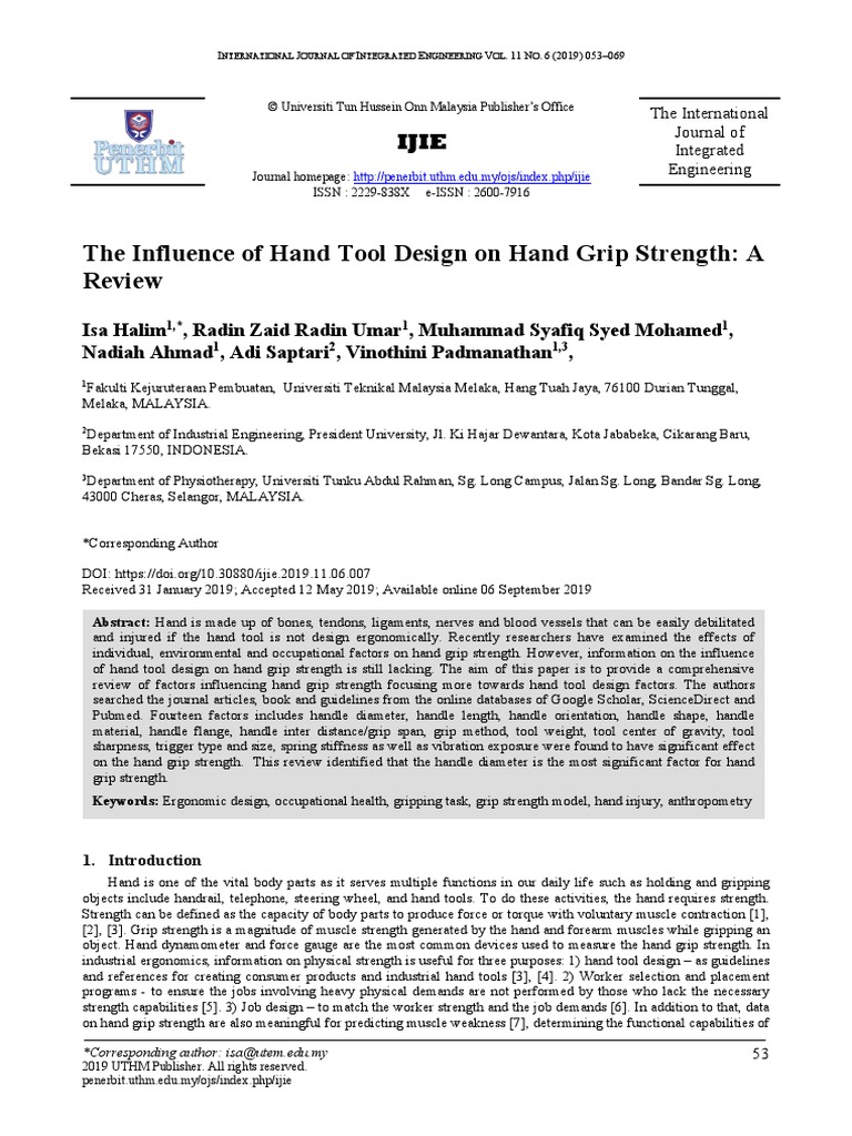 The Influence of Hand Tool Design On Han | PDF