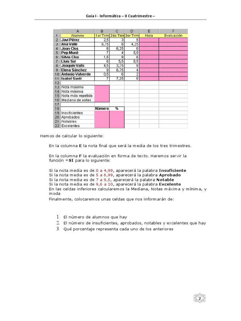 Guía de Ejercicios Excel I | PDF