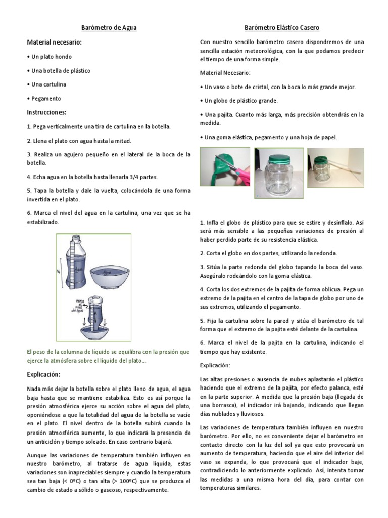 Barómetros | PDF | Presión atmosférica | Botella