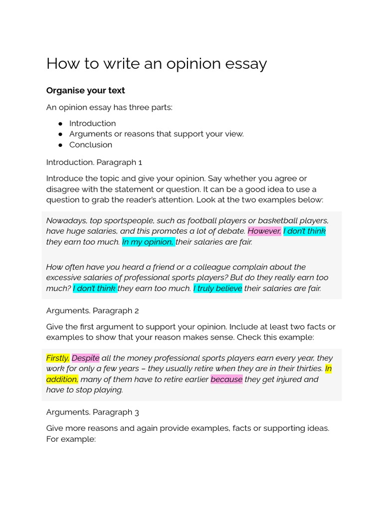 Opinion Essay Writing Guide | PDF | Essays | Argument