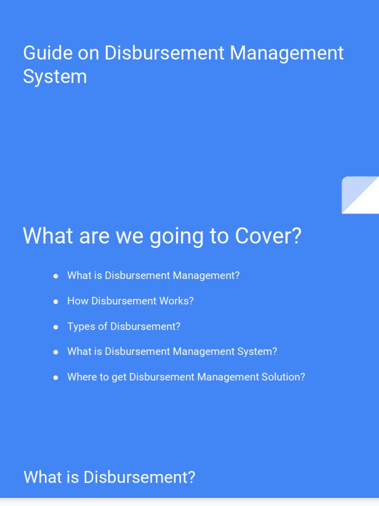 Disbursement Management Guide | PDF