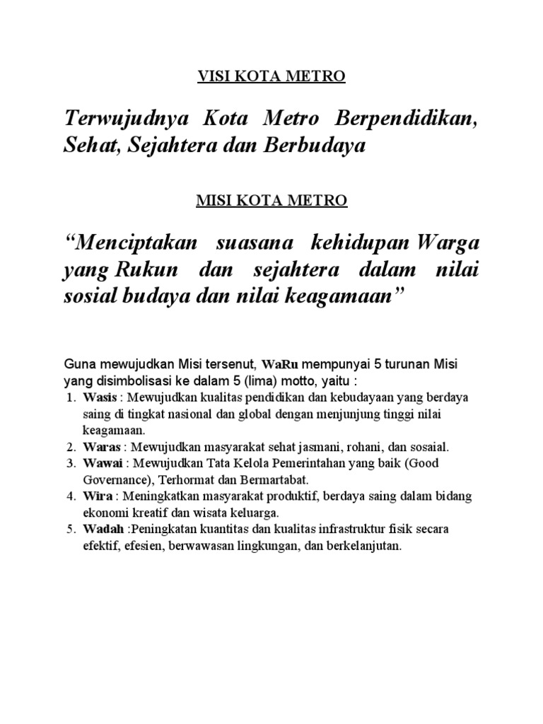 Visi Kota Metro | PDF