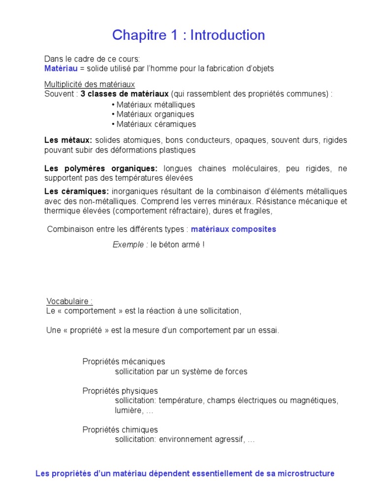 Cours Propriétés Des Matériaux | PDF