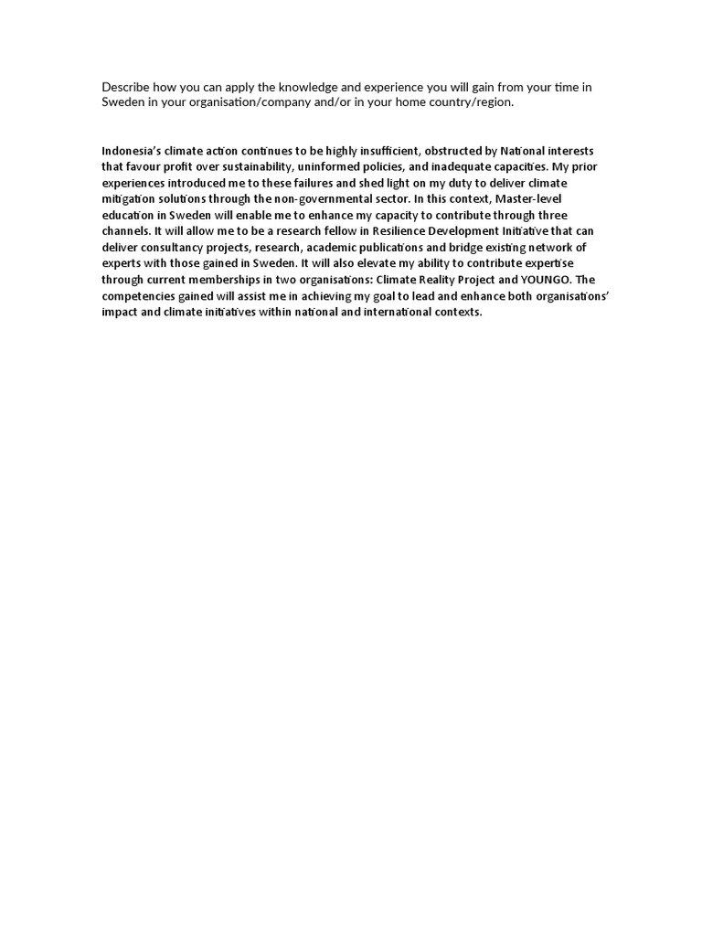 Motivation Letter Draft - SISGP | PDF | Emergency Management | Climate ...