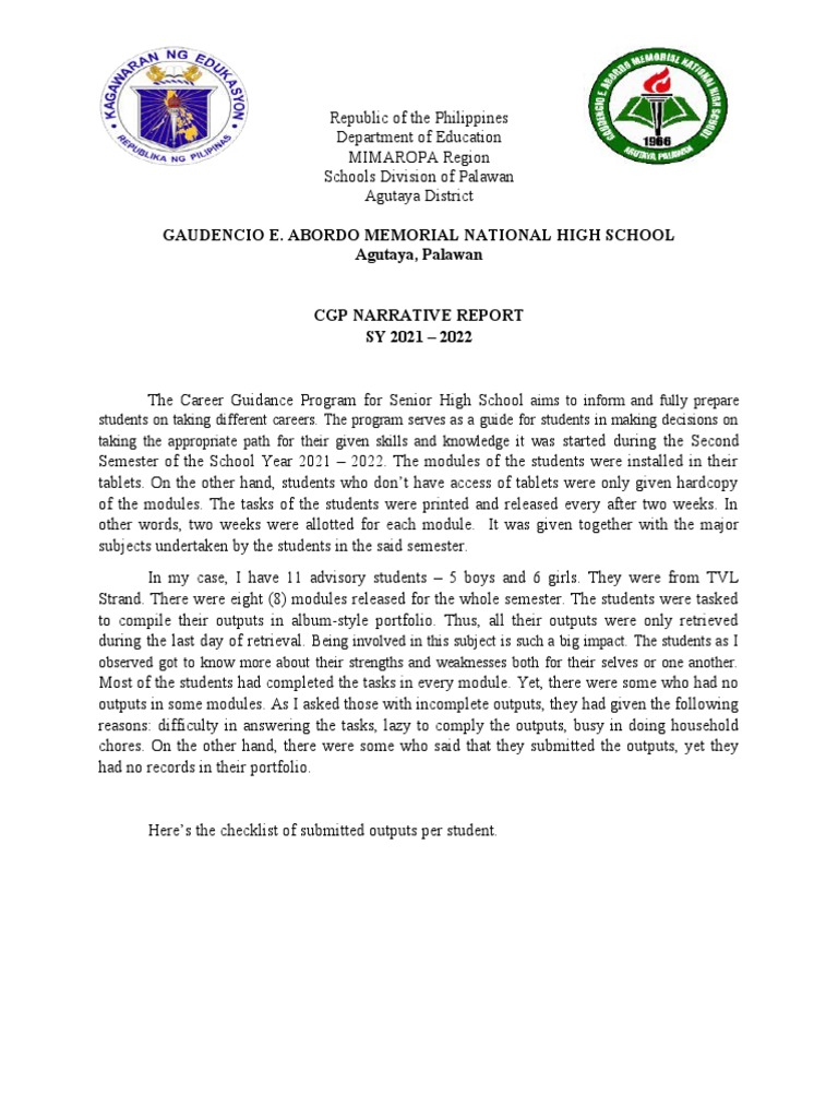 Gaudencio E. Abordo Memorial National High School Agutaya, Palawan CGP ...