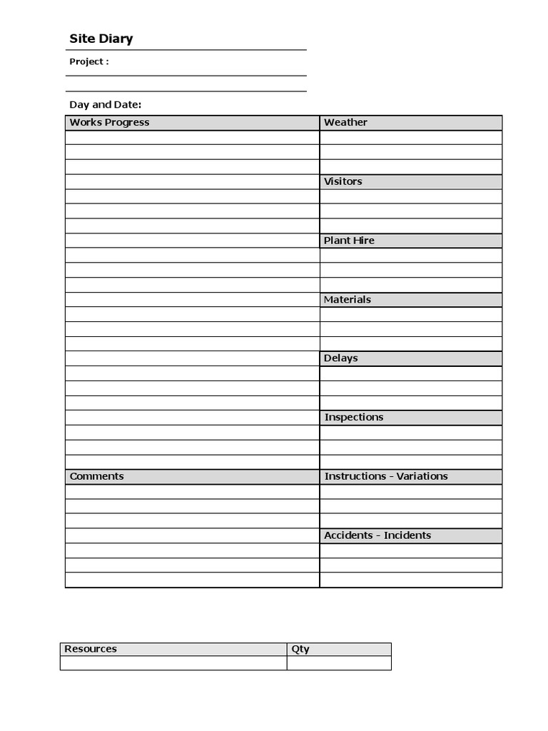 Site Diary Template | PDF