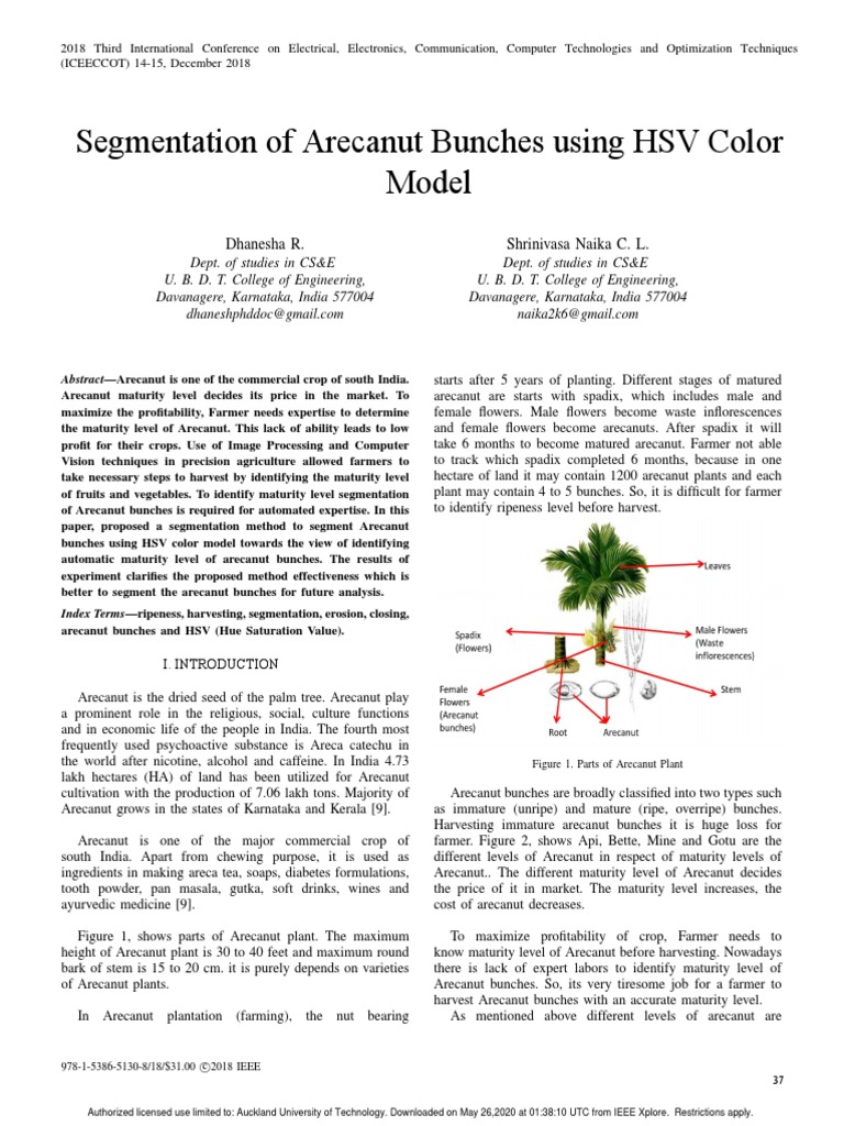 Segmentation of Arecanut Bunches Using HSV Color | PDF | Image Segmentation | Hue