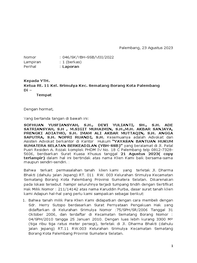 Surat Pemberitahuan Kepada Pak RT | PDF