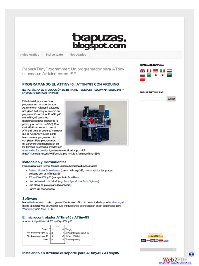 Txapuzas - ATtiny85 Con Arduino | PDF Txapuzas - ATtiny85 Con Arduino | PDF