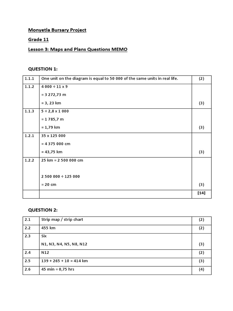 Lesson 3 Maps And Plans Questions Memo Pdf