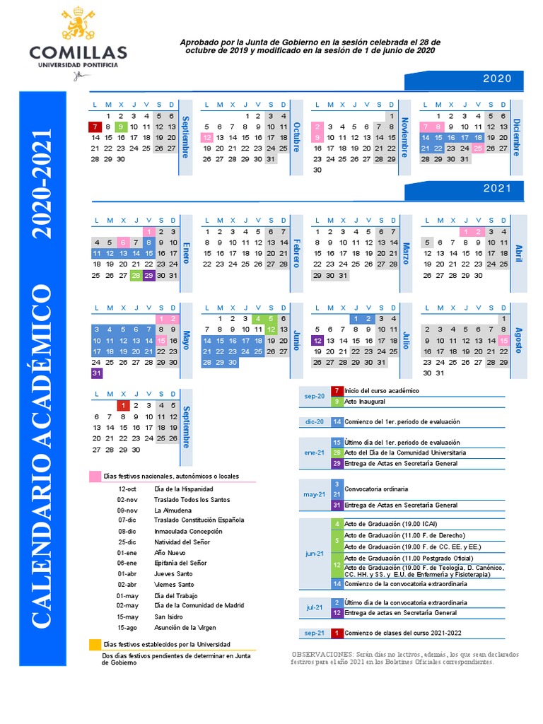 UPM-ICADEcalendario Academico 2020-2021 | PDF