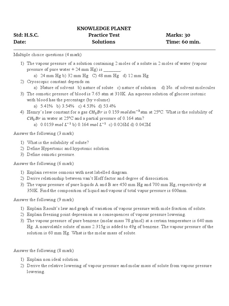 Solutions Practice Test Pdf Technology Engineering