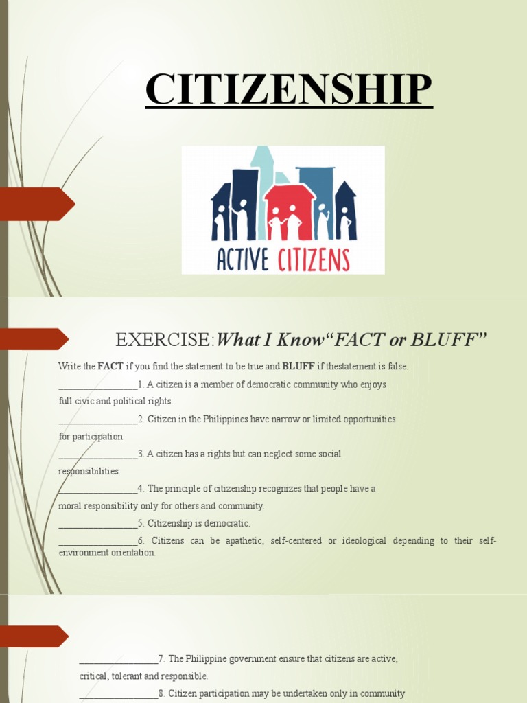 Importance of Active Citizenship in the Philippines | PDF | Social Science