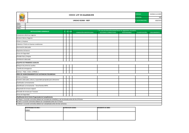 Check List de Almacen | PDF