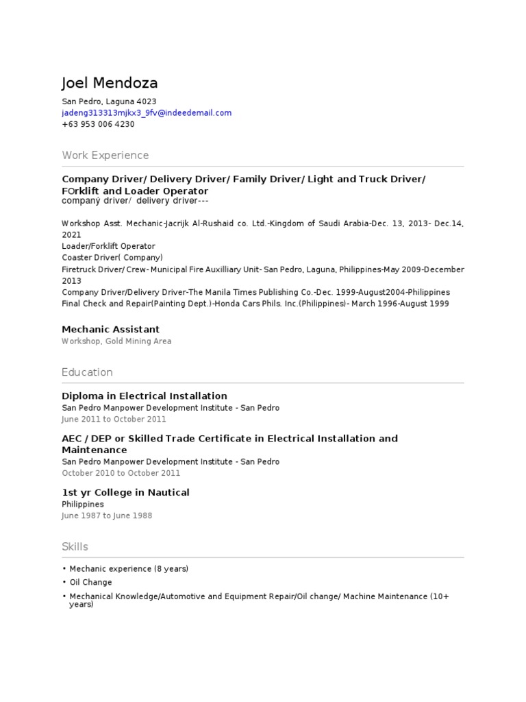 Resume Joel Mendoza | PDF